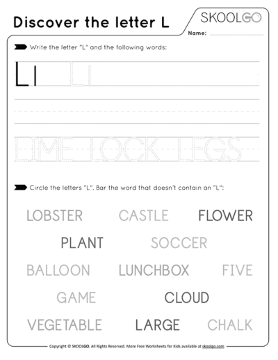 Discover The Letter L | Free worksheet by SKOOLGO