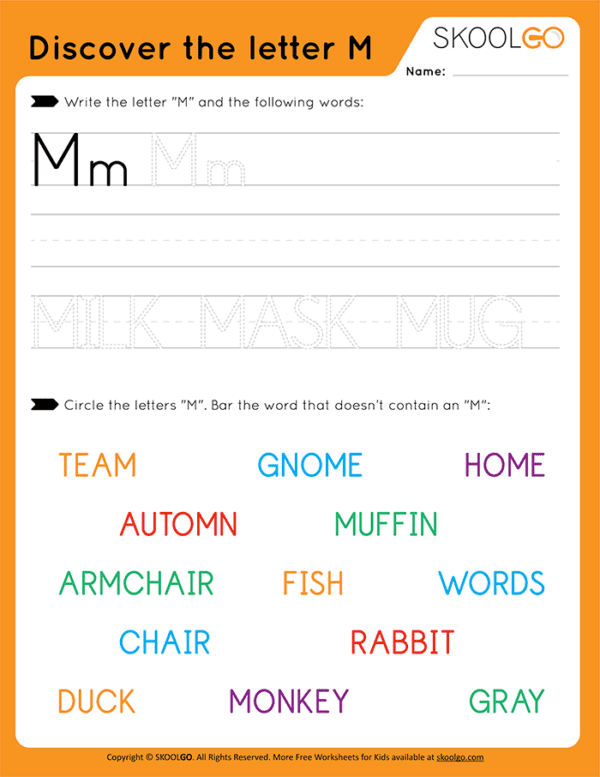 Discover The Letter M | Free worksheet by SKOOLGO