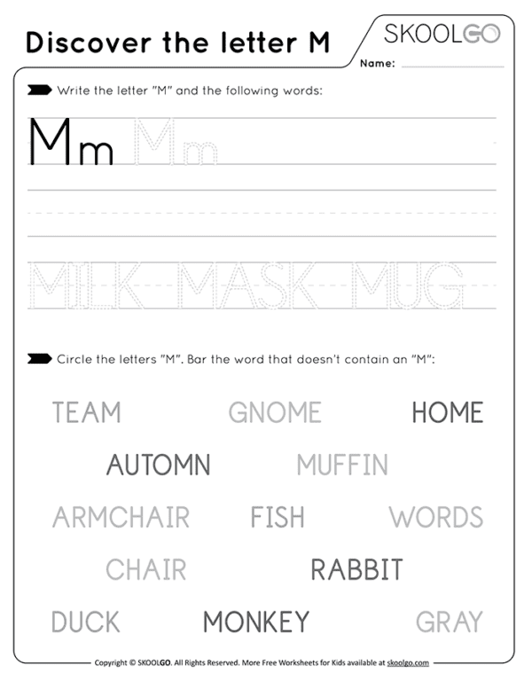 Discover The Letter M | Free worksheet by SKOOLGO