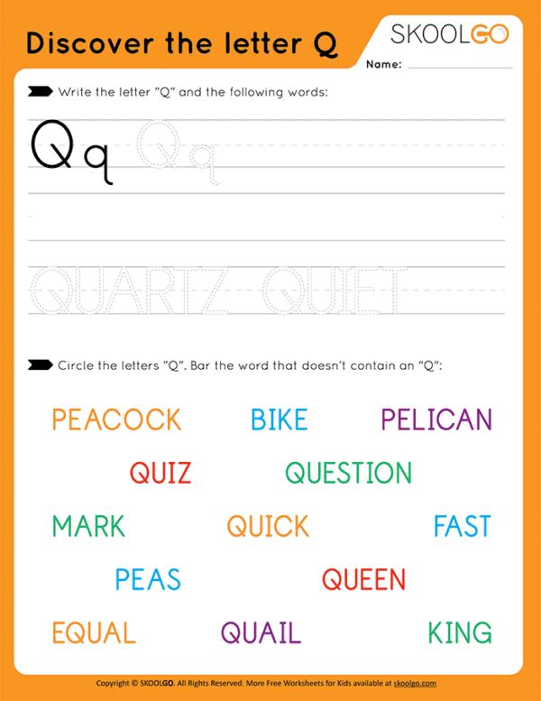Discover The Letter Q | Free worksheet by SKOOLGO