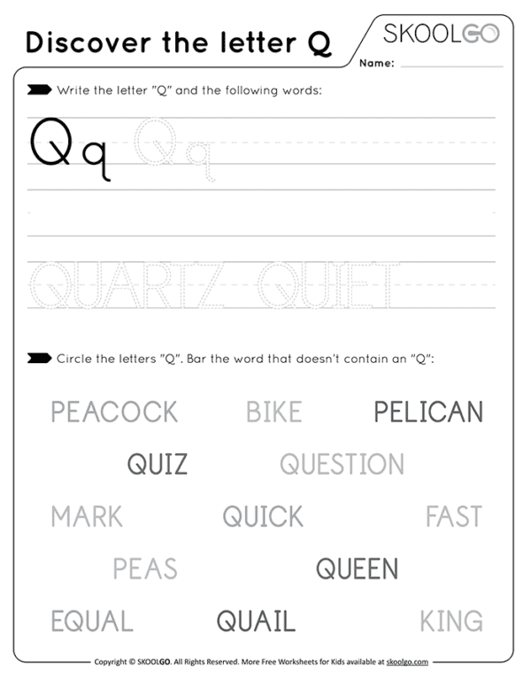 Discover The Letter Q | Free worksheet by SKOOLGO