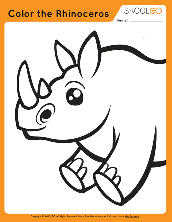 Color the Rhinoceros | Free worksheet by SKOOLGO