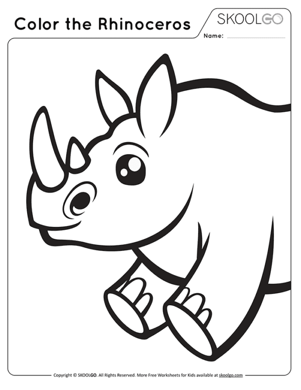 Color the Rhinoceros | Free worksheet by SKOOLGO