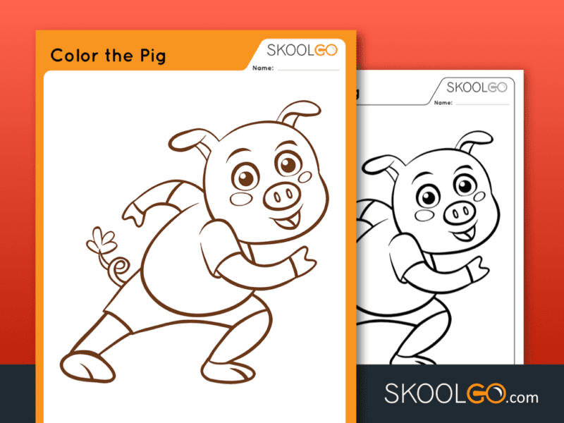 Color the Pig - Free Printable Worksheet - SKOOLGO