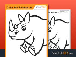 Color the Rhinoceros - Free Printable Worksheet - SKOOLGO