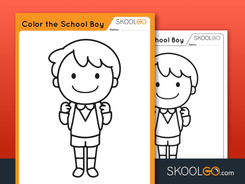 Color the School Boy - Free Printable Worksheet - SKOOLGO