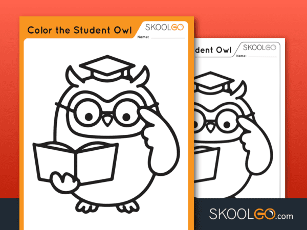Color the Student Owl - Free Printable Worksheet - SKOOLGO
