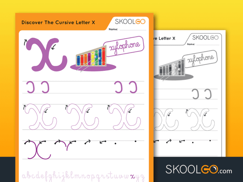 Discover The Cursive Letter X - Worksheet by SKOOLGO.com