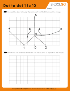 Dot-to-Dot 1 to 10 - Free Worksheet for Kids by SKOOLGO.com