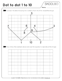 Dot-to-Dot 1 to 10 - Free Worksheet for Kids by SKOOLGO.com