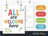 All Are Welcome Here - Free Classroom Poster - SKOOLGO