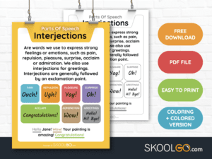 Interjections - Parts Of Speech - Classroom Poster - SKOOLGO