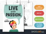 Motivational Classroom Poster: Frida Kahlo Live With Passion