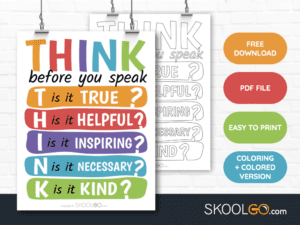 Think Before You Speak - Free Classroom Poster - SKOOLGO