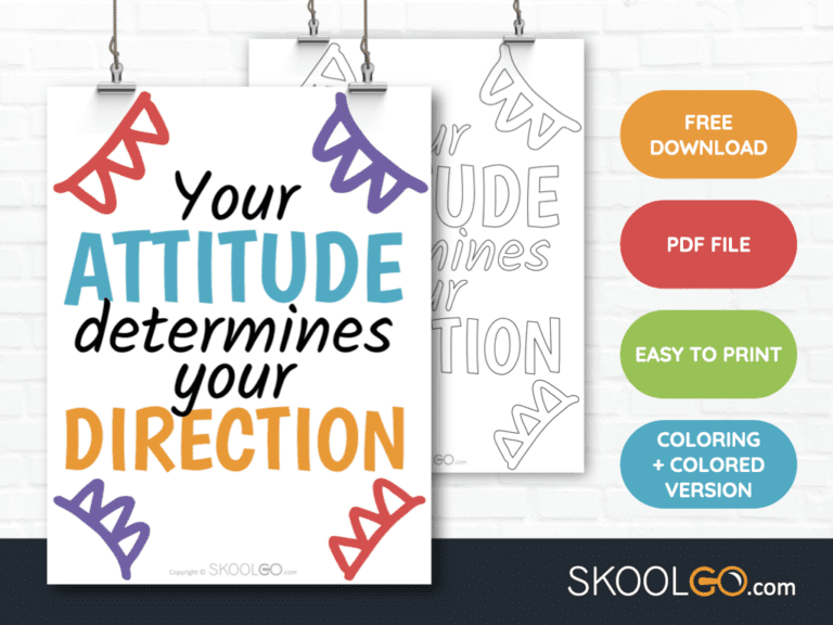 Your Attitude Determines Your Direction - Free Classroom Poster