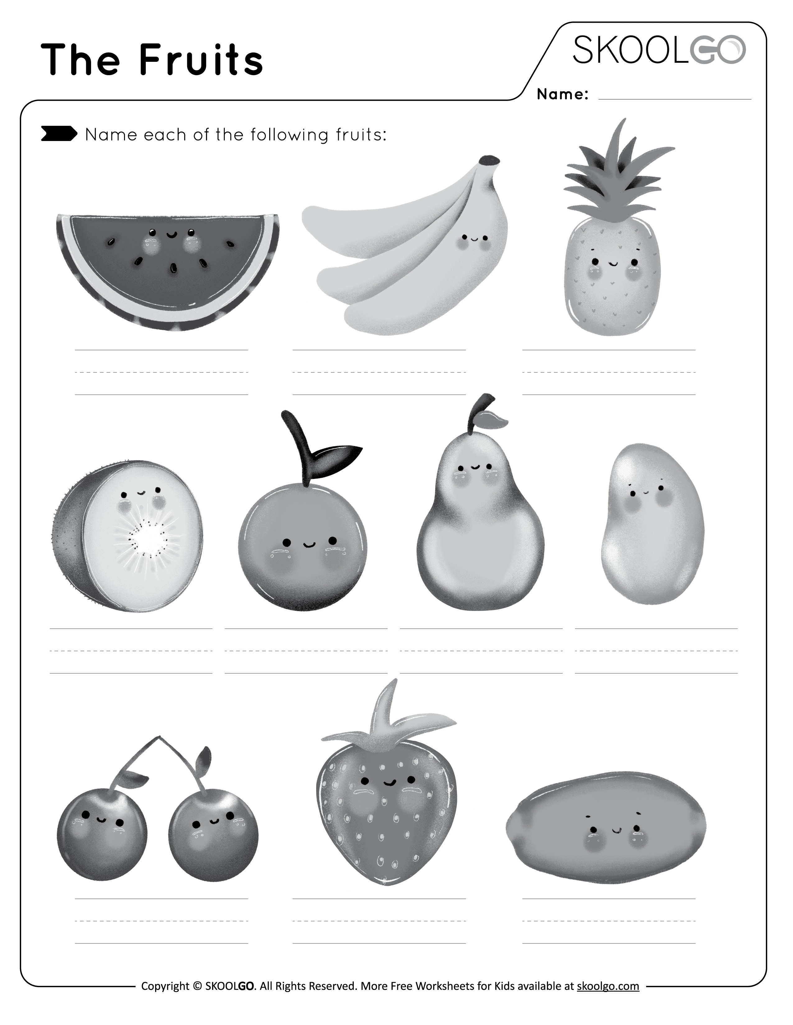 The Fruits Free Worksheet SKOOLGO The Fruits Free Worksheet SKOOLGO