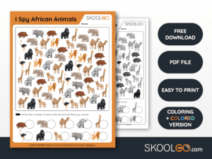 African Animals - Free Worksheet - SKOOLGO