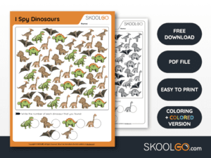 I Spy Dinosaurs - Free Worksheet - SKOOLGO
