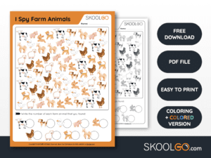 I Spy Farm Animals - Free Worksheet - SKOOLGO