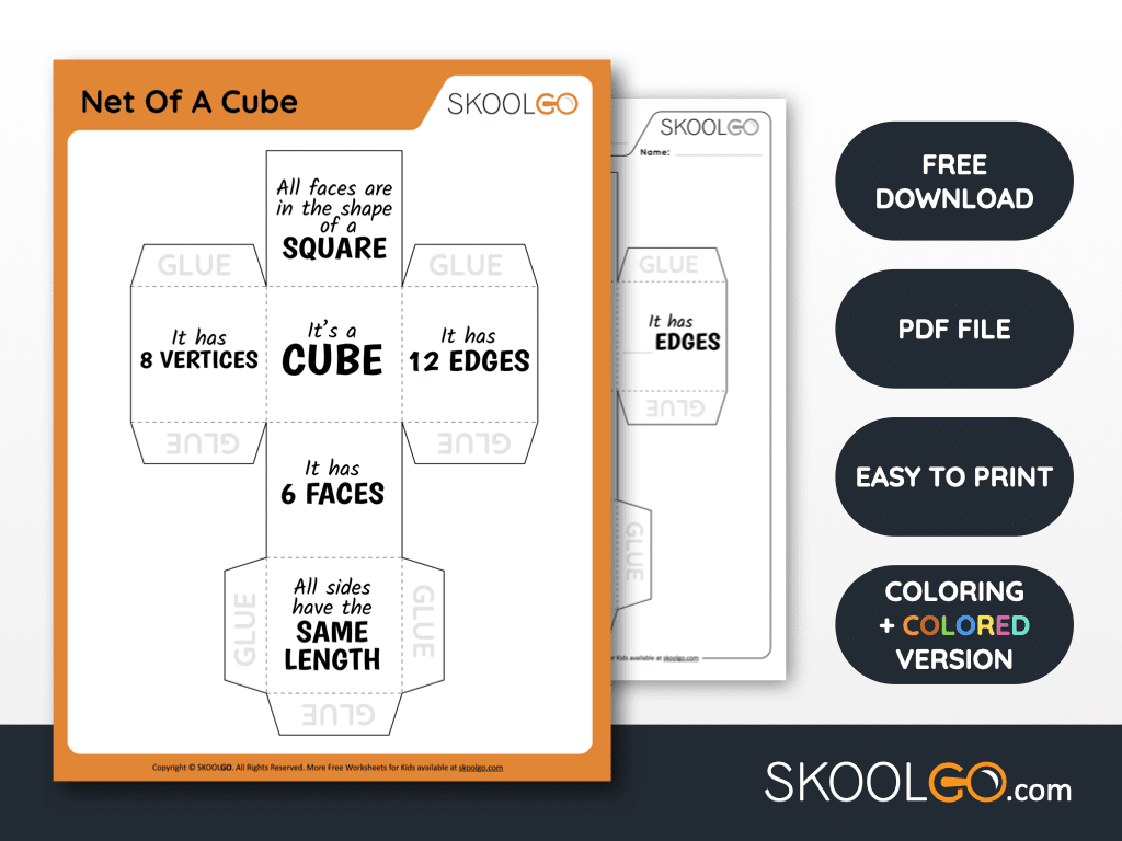 Net Of A Cube Free Worksheet SKOOLGO