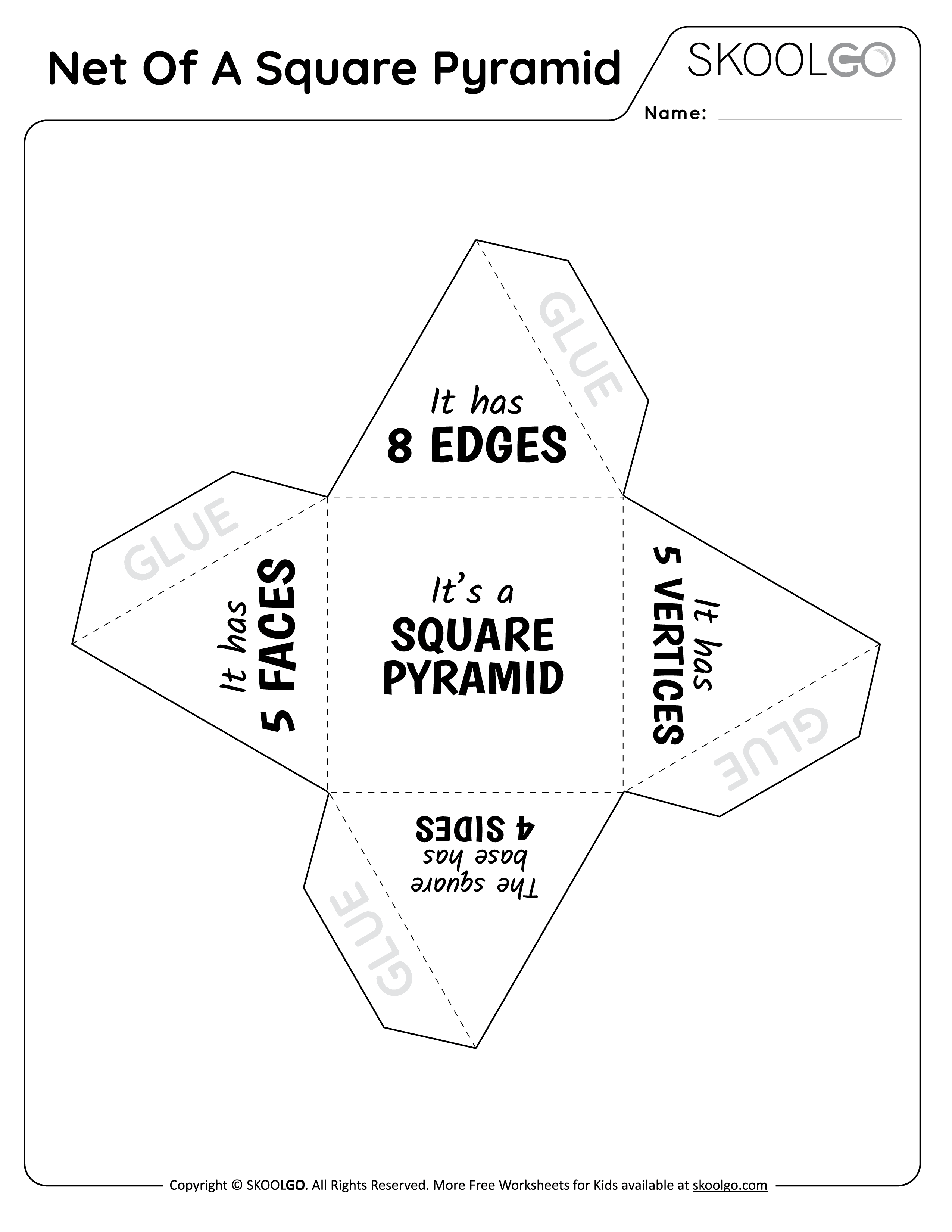 Net Of A Square Pyramid Free Worksheet SKOOLGO