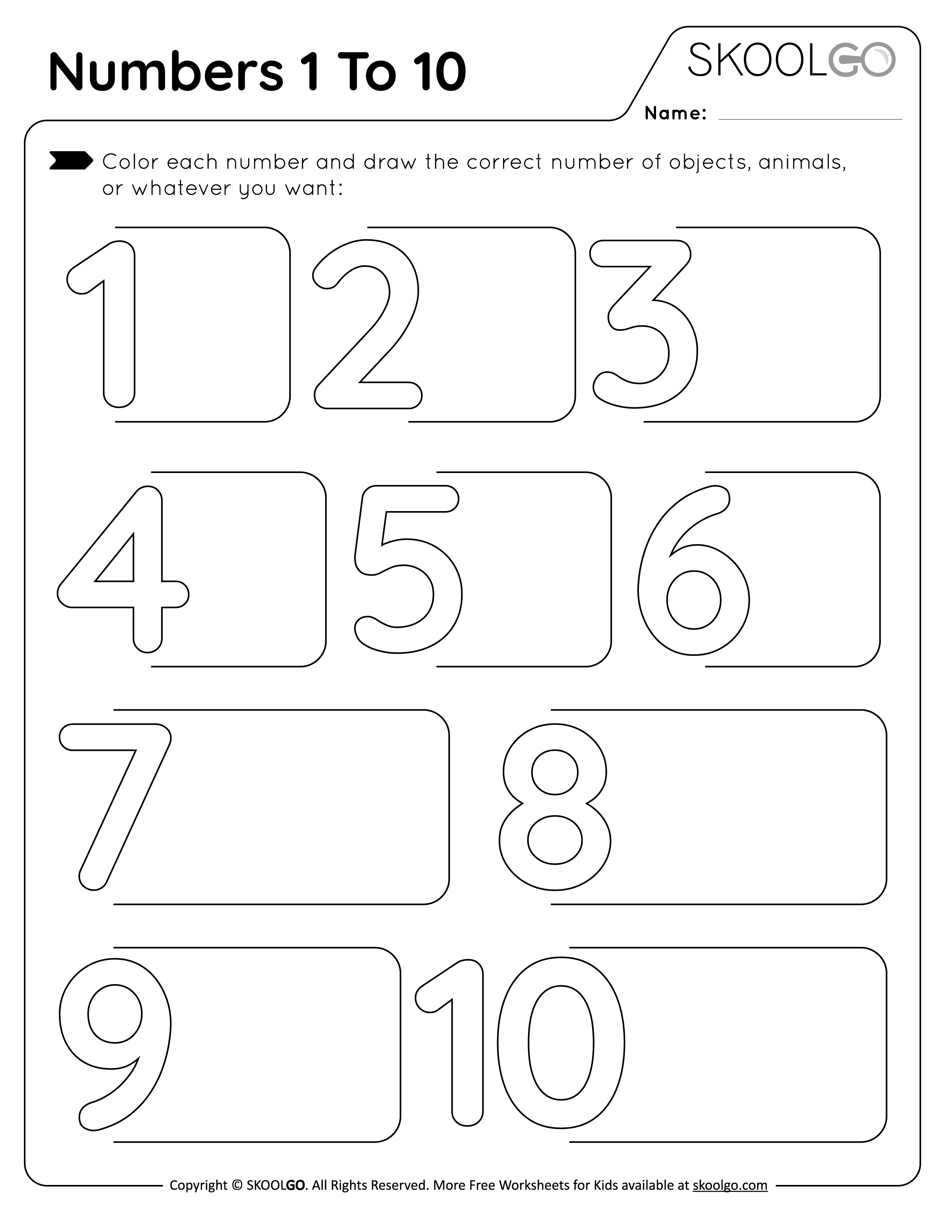 Numbers 1 To 10 Free Worksheet SKOOLGO
