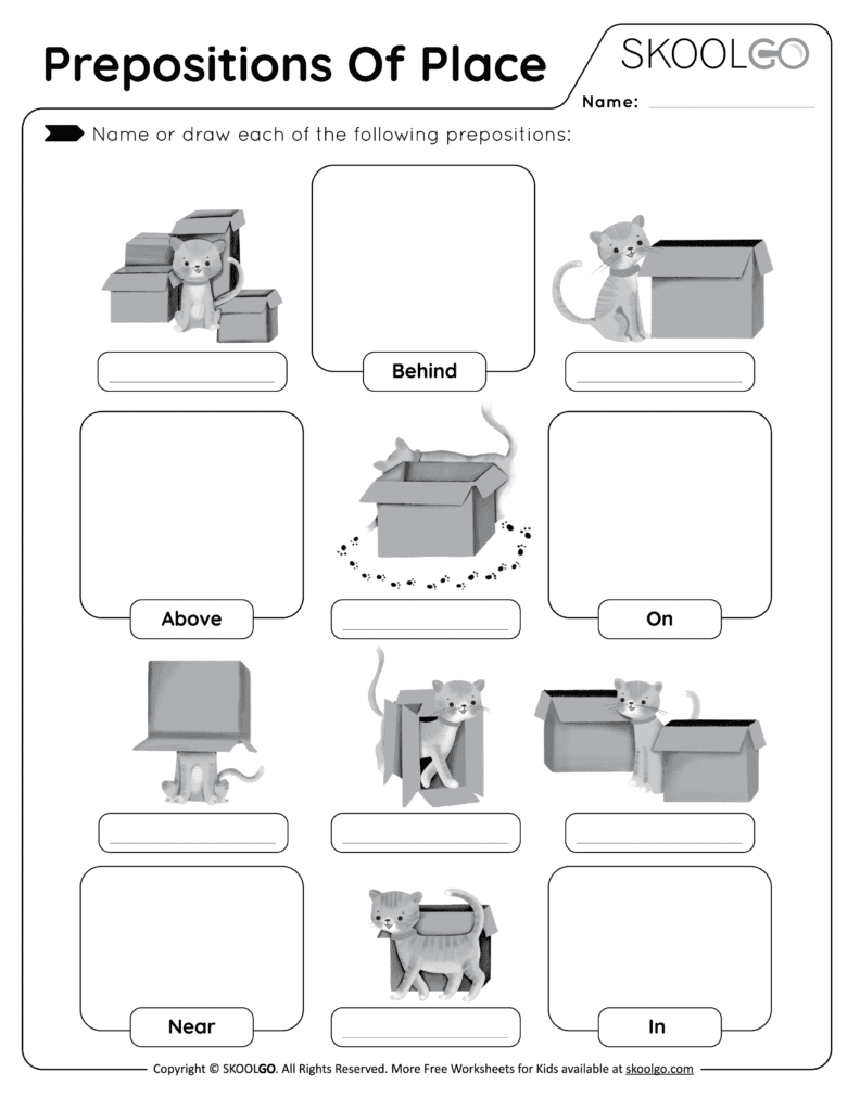 Prepositions Of Place Free Worksheet SKOOLGO