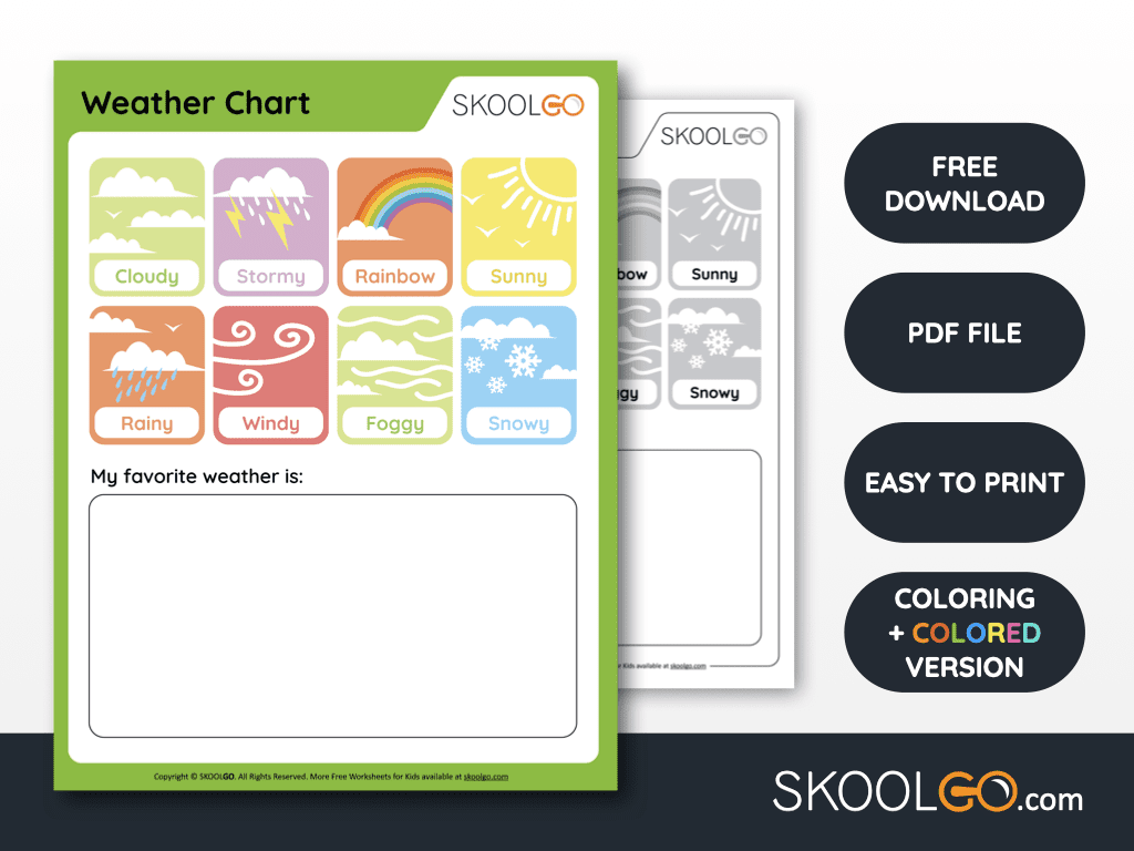 Weather Chart Free Worksheet SKOOLGO Weather Chart Free Worksheet SKOOLGO