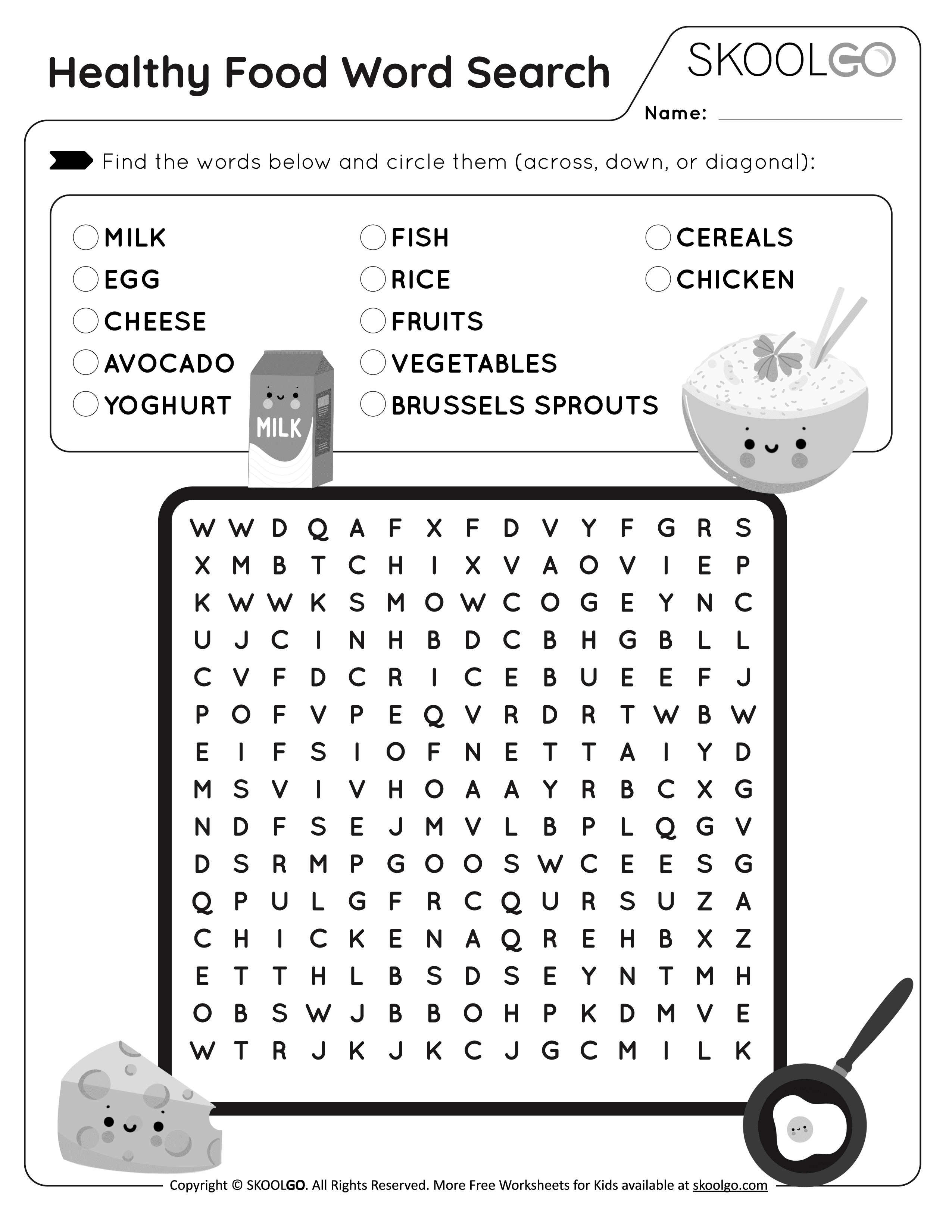 Healthy Food Word Search Free Game For Kids SKOOLGO