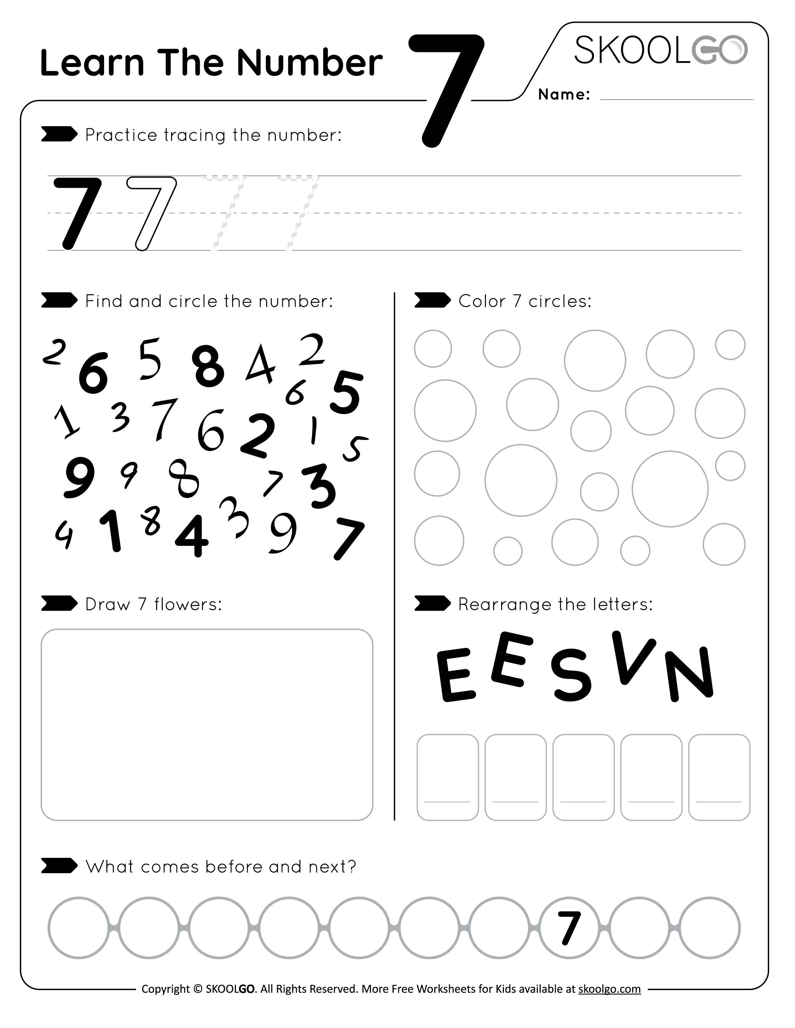 Number 7 Worksheet
