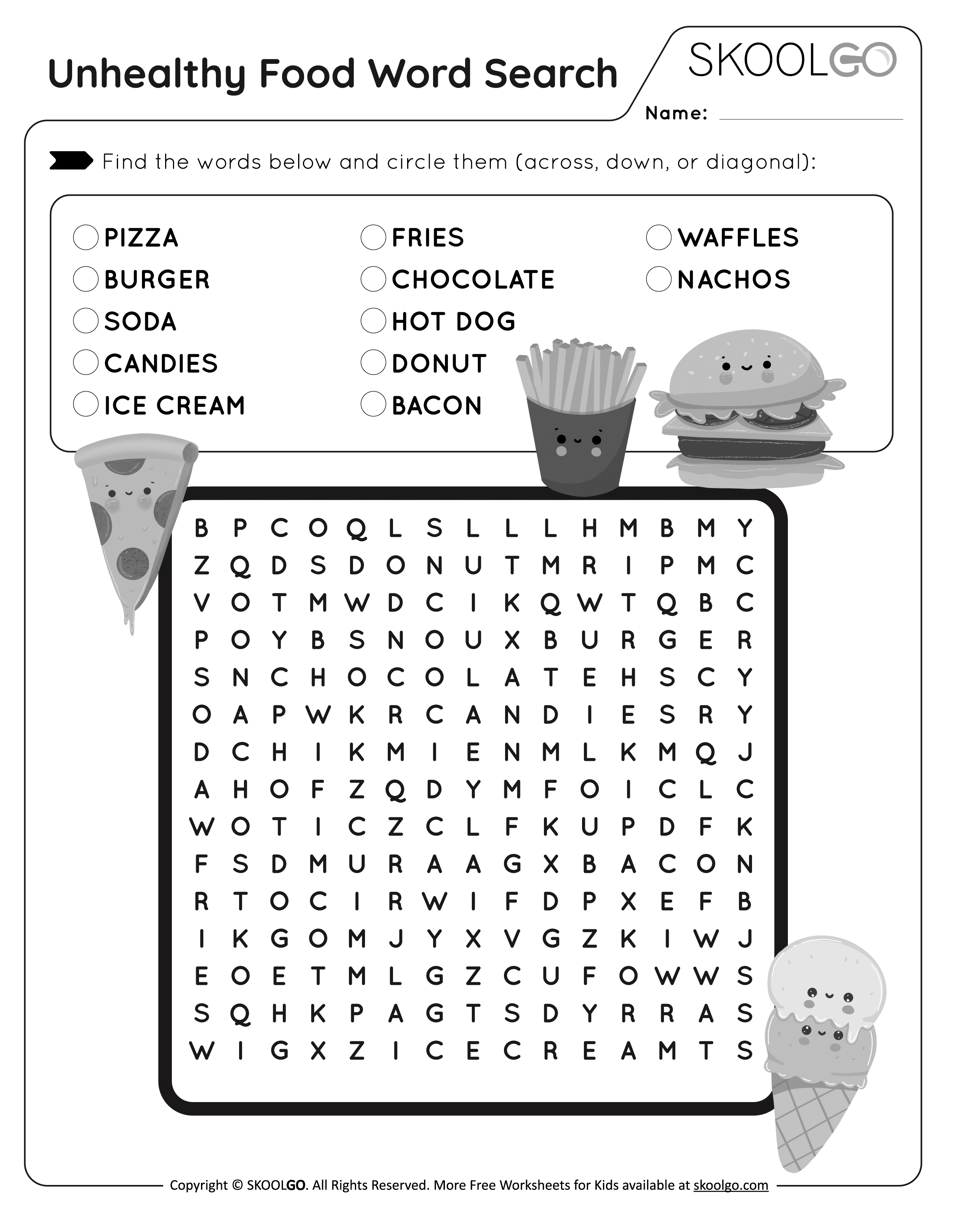 Unhealthy Food Word Search Free Game For Kids SKOOLGO Unhealthy Food Word Search Free Game For Kids SKOOLGO