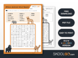 African Animals Word Search - Free Game for kids - SKOOLGO