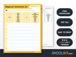 Free Simple Sentences Worksheet for Kindergarten & 1st Grade
