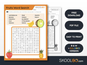 Fruits Word Search - Free Game for kids - SKOOLGO
