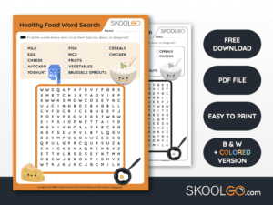 Healthy Food Word Search - Free Game for kids - SKOOLGO