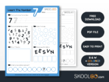 Learn The Number 7 - Free Worksheet for Kids - SKOOLGO