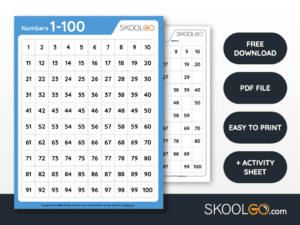 Numbers 1 to 100 - Free Worksheet for Kids - SKOOLGO