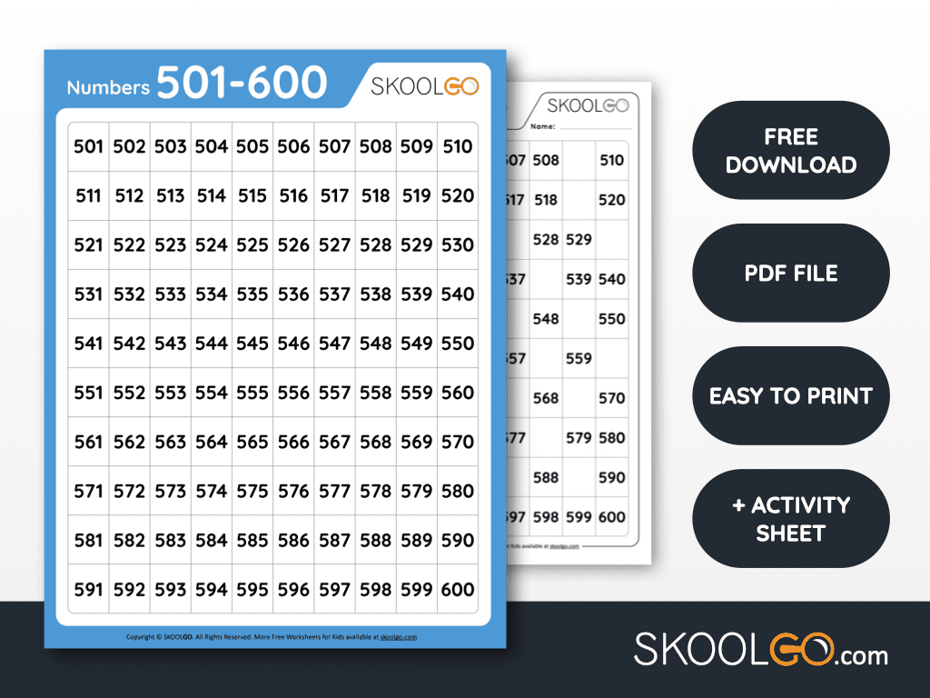 Numbers 501 To 600 Free Worksheet For Kids SKOOLGO Numbers 501 To 600 Free Worksheet For Kids SKOOLGO