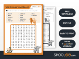 Wild Animals Word Search - Free Game for kids - SKOOLGO