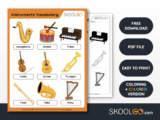 Instruments Vocabulary - Free Worksheet for Kids - SKOOLGO
