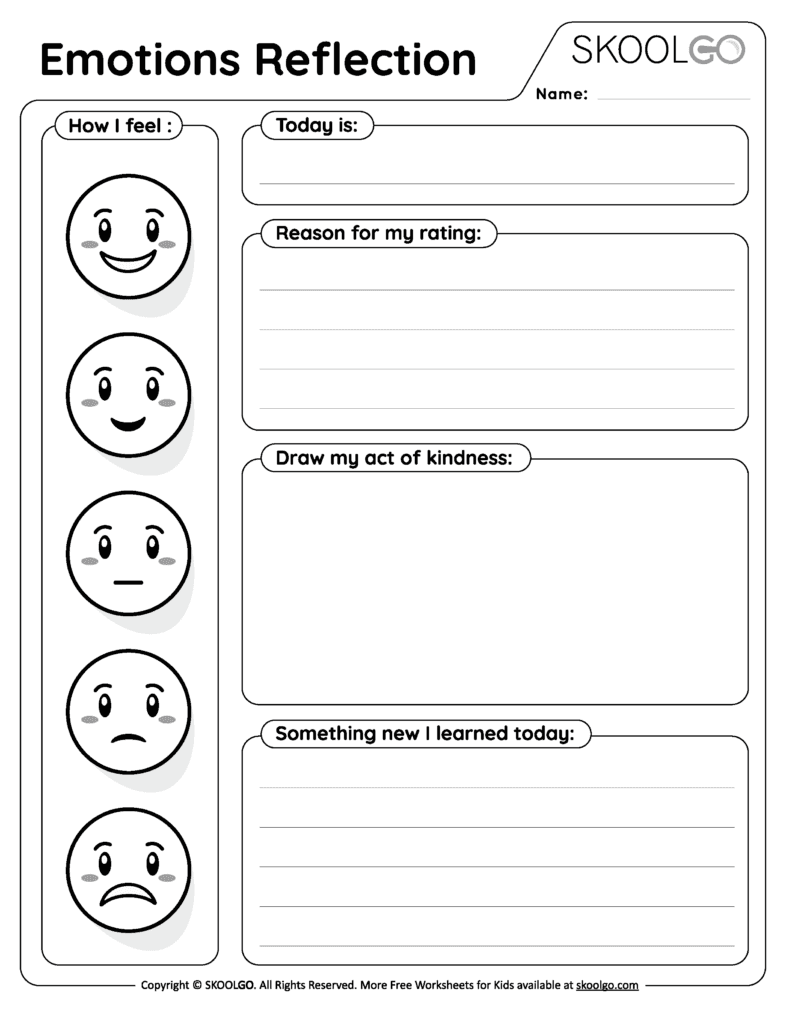 Emotions Reflection Free Sheet For Kids SKOOLGO