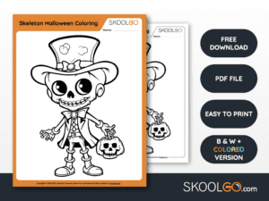Skeleton Halloween Coloring - SKOOLGO