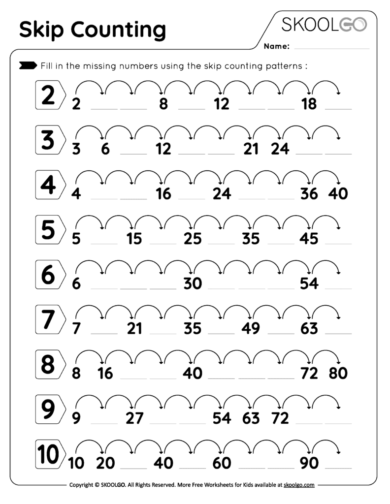 Skip Counting Free Worksheet For Kids SKOOLGO