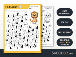 Find Letter L - Free Worksheet for Kids - SKOOLGO