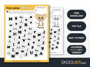 Find Letter M - Free Worksheet for Kids - SKOOLGO