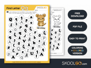 Find Letter Q - Free Worksheet for Kids - SKOOLGO
