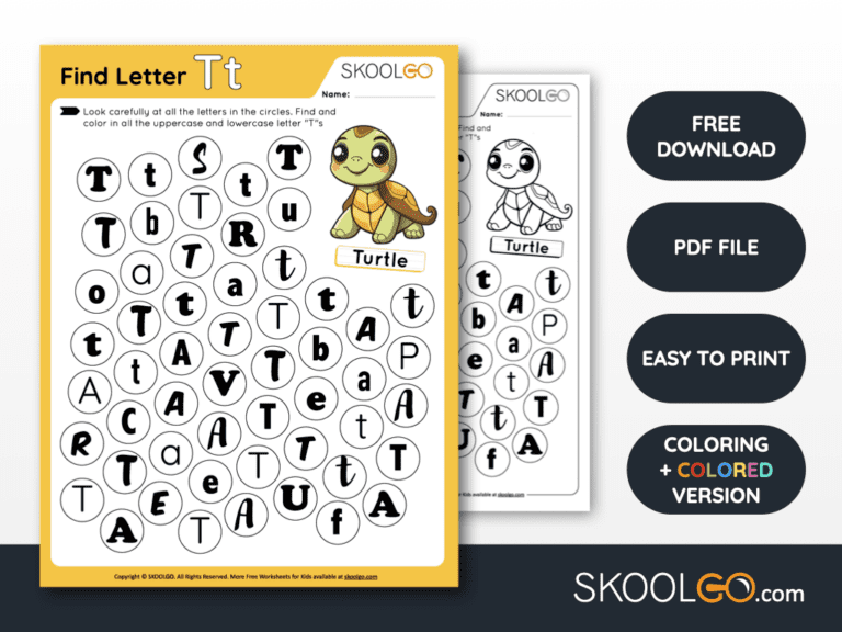 Find Letter A - Free Worksheet for Kids - SKOOLGO