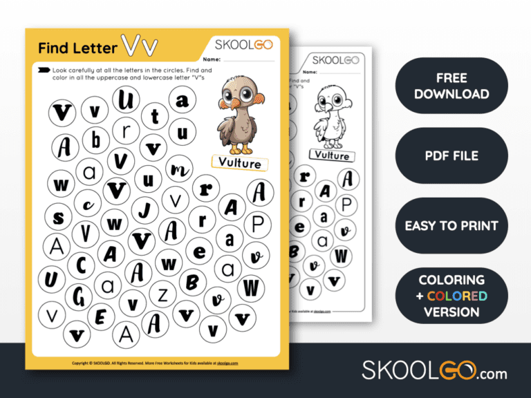 Find Letter E - Free Worksheet for Kids - SKOOLGO