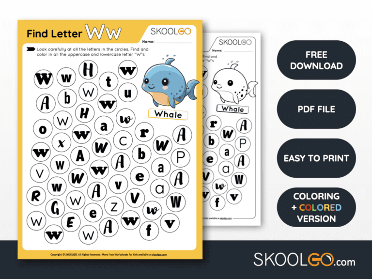 Find Letter E - Free Worksheet for Kids - SKOOLGO