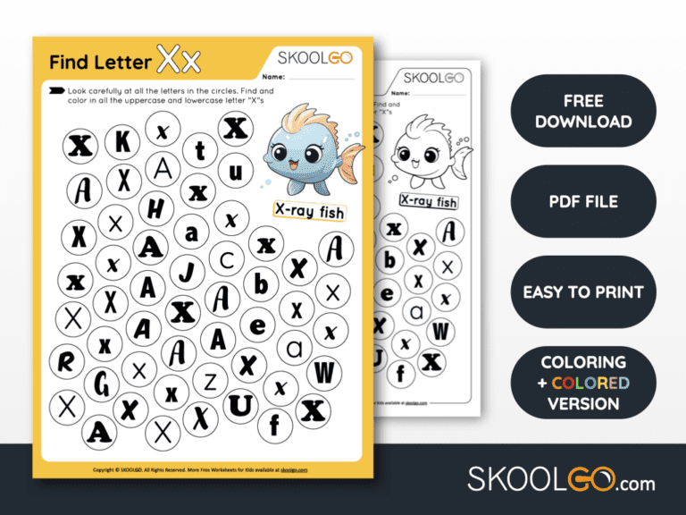 Find Letter E - Free Worksheet for Kids - SKOOLGO